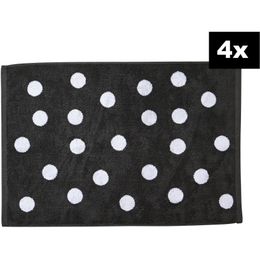 Badematte done., H:5mm, grau, Baumwolle, Badematten, "DAILY SHAPES Dots 4er-Set", Badvorleger aus 100% Baumwolle, Jacquardgewebt