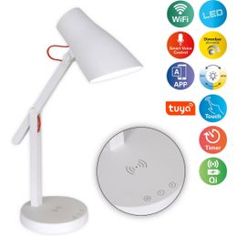 Näve NÄVE LED Tischleuchte "Clever", 1, H: 40cm, 1 Stk., weiß, Leuchten, dimmbar, CCT, touch, Timer, Ladestation, App, WiFi, Sprachsteuerung