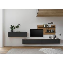 Wohnwand Inosign, B:400cm H:180cm T:30cm, grau, Holzwerkstoff, Wohnzimmer, Kastenmöbel-Sets, "City/Giron, moderne Anbauwand, Komplettset in vielen