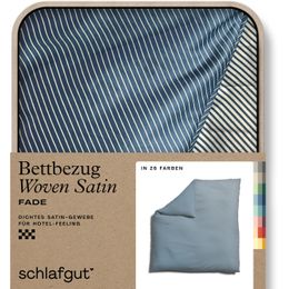 Bettbezug Schlafgut, B:200cm L:200cm, blau, Mako-Satin, Obermaterial: 100% Baumwolle, Bettbez&uuml;ge, "Woven Satin Fade mit feinen Streifen", mit
