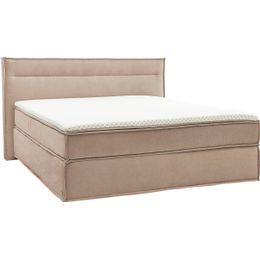 Boxspringbett Musterring, B:200cm L:215cm, beige, Komplettbetten, "JustB SC100", schwebende Optik, inklusive Topper, verschiedene Farben, 180 x 200 cm