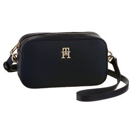 Tommy Hilfiger Damen Mini Bag "TH EMBLEM CAMERA BAG", blau, Polyurethan, Strukturmuster, unifarben, Taschen, mit TH-Emblem vorne