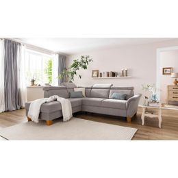 Ecksofa Home Affaire, B:247cm H:84cm T:217cm, braun, 100% Polyester, Wohnzimmer, Sofas, "Conville L-Form", Federkern, wahlweise mit Bettfunktion und