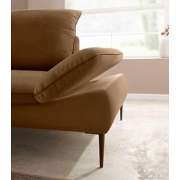 Ecksofa W.Schillig, B:294cm H:87cm T:185cm, braun, Chenille-Flachgewebe R66 (85% Polyester, 15% Nylon);Longlife Xtra-Leder Z59: Glattleder mit