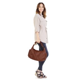 Samantha Look Damen Henkeltasche, braun, Leder, vintage, Taschen, echt Leder, Made in Italy