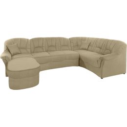 Wohnlandschaft DOMO collection, B:308cm H:91cm T:200cm, beige, Luxus-Microfaser (100% Polyester), mit Muster;Struktur (100% Polyester), Sofas, "Bahia