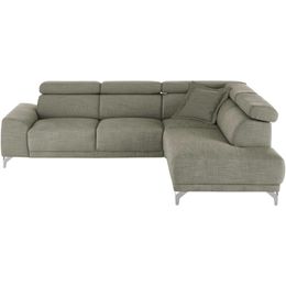 Ecksofa 3C CANDY, B:249cm H:79cm T:209cm, grau, 100% Leder, Wohnzimmer, Sofas, "Greve Sofa immer mit manuelle Kopfteilverstellungen, modern,