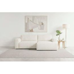 Schlafsofa Home Affaire, B:250cm H:82cm T:143cmcream, 92% Polyester, 8% Nylon, Sofas, "Noord Schlafecksofa, Breite 250 cm", Cord, Struktur, Webstoff,