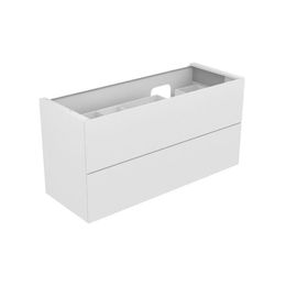 KEUCO Edition 11 Waschtischunterschrank 31269270100 140 x 70 x 53,5 cm, mit LED-Beleuchtung, Lack Seidenmatt, Glas wei&szlig; satiniert
