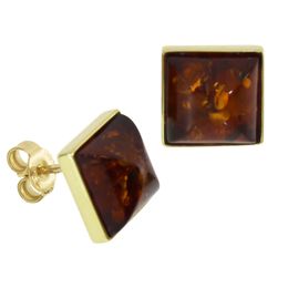 OSTSEE-SCHMUCK Damen Paar Ohrstecker "- Classic 10 x 10 mm - Gold 333/000 - Bernstein", Gelbgold 333, gold, Gelbgold 333, Ohrringe