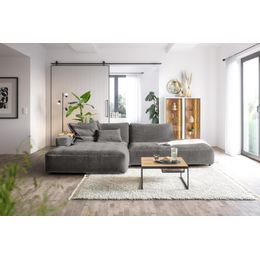 Ecksofa Musterring, B:330cm H:81cm T:190cm, grau, 100% Polyester, Wohnzimmer, Sofas, "Lucia", verschiedene Farben, gro&szlig;er Longchair mit Armlehne,