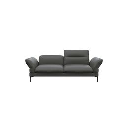 2,5-Sitzer FLEXLUX, B:215cm H:88cm T:105cm, grau, 100% Echtleder, Sofas, "Salino, Funktionssofa, Relaxsofa", Sofa mit Arm- und