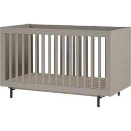 Babybett Germania, B:144cm H:87cm T:75cm, grau, Massivholz, Spanplatte, Stahl, Babybetten, "Tomino", inkl. Umbauseiten, B/H/T 144/87/75 cm, belastbar