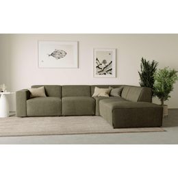 Ecksofa Home Affaire, B:282cm H:71cm T:222cm, grün, 100% Polyester, Wohnzimmer, Sofas, "Noord mit Kedernaht, Breite 282 cm, L-Form", Webstoff, mit