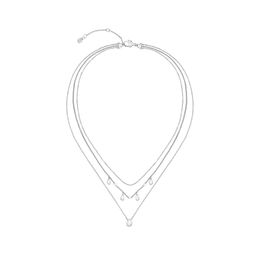 BOSS Damen Kette mit Anh&auml;nger "SELENA", Edelstahl, L: 50,5 B: 1mmedelstahlfarben, kristallwei&szlig;, Edelstahl, B:1mm, Halsketten, mit Preciosa Crystal