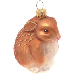 Christbaumschmuck "Hase, Braun, 9cm", B:10cm H:9cm T:12cm, braun, KREBS GLAS LAUSCHA, Weihnachtsbaumschmuck, Christbaumschmuck aus Glas,