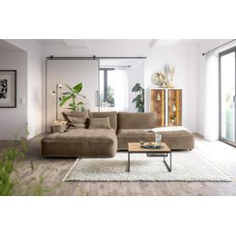 Ecksofa Musterring, B:330cm H:81cm T:190cm, braun, 100% Polyester, Wohnzimmer, Sofas, "Lucia", verschiedene Farben, gro&szlig;er Longchair mit Armlehne,