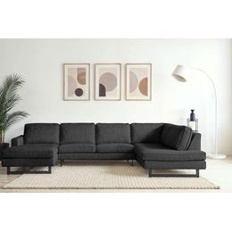 Wohnlandschaft Home Affaire, B:350cm H:85cm T:206cmdunkelgrau, 100% Polyester, Sofas, "Pinto, 350 cm, U-Form, XXL, mit Ottomanen", Cord, Chenille,