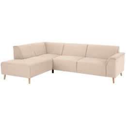 Ecksofa Home Affaire, B:263cm H:81cm T:191cm, beige, Struktur fein ( 100% Polyester);Struktur weich (92% Polyester, 8% Nylon);Luxus-Microfaser
