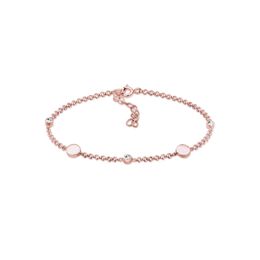 Elli Damen Armband "Pl&auml;ttchen mit Kristalle Rund vergoldet", 16cm,mit Steinen, Silber 925 (Sterlingsilber)rosegold, wei&szlig;, Silber 925