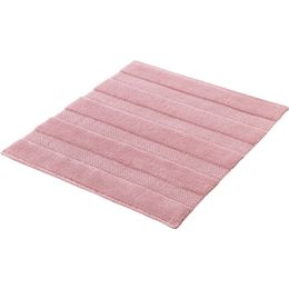 Badematte Kleine Wolke, H:5mm, rosa, Baumwolle, Badematten, "Tikka", Badteppich, Uni-Farben, gestreift, Hoch-Tief Effekt
