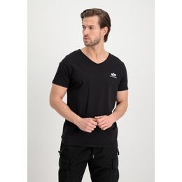 Herren T-Shirt "Basic V-Neck T-Shirt SL", schwarz, Gr. S, Alpha Industries, Obermaterial: 100% Baumwolle, Shirts