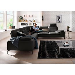 Ecksofa W.Schillig, B:318cm H:83cm T:298cm, schwarz, Longlife Xtra-Leder Z59: Glattleder mit modischer Prägung. Hautstärke 0, 9 - 1, 1 mm,