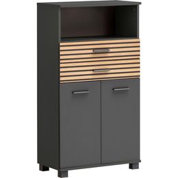 Midischrank Welltime, B:59,8cm H:110,5cm T:32,6cm, schwarz, FSC-zertifizierter Holzwerkstoff, Badezimmer, Schränke, "Katta, Breite 60 cm", Schubladen