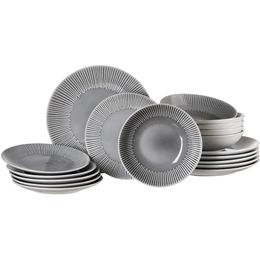 Ritzenhoff & Breker Tafelservice "Banda", 18 Stk., grau, RITZENHOFF & BREKER, Geschirr-Sets, aus Steingut f&uuml;r 6 Personen