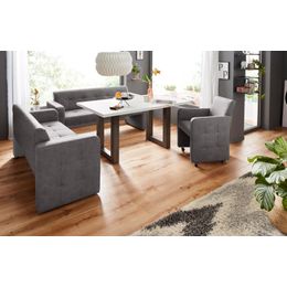 Polsterbank, B:162cm H:82cm T:68cm, grau, exxpo - SOFA FASHION, Microfaser (Zusammensetzung: 100% Polyester);Lederfaserstoff (Grundgewebe 41%