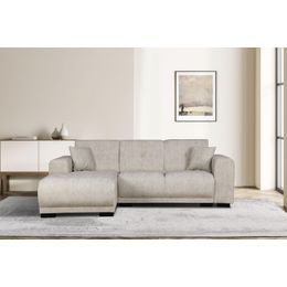 Ecksofa Home Affaire, B:234cm H:85cm T:163cm, beige, 100% Polyester, Wohnzimmer, Sofas, "Langeland L-Form", incl. 2 Zierkissen, Recamiere wahlweise