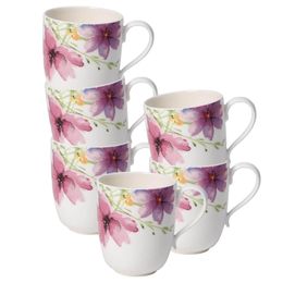 Villeroy & Boch VILLEROY & BOCH Becher "Becher mit Henkel Mariefleur Tea 430 ml 6er Set bunt", bunt, Trinkgefäße