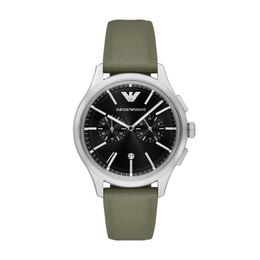 Emporio Armani Damen Chronograph, schwarz, Armbanduhren, Quarzuhr, Armbanduhr, Herrenuhr, analog, Tag, 12/24-Std.-Anzeige