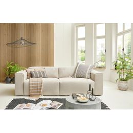 3-Sitzer Home Affaire, B:232cm H:71cm T:96cm, beige, 100% Polyester, Sofas, "Noord mit Kedernaht, Breite 232 cm", Cord, Struktur, Webstoff, mit