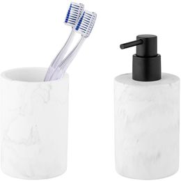 Sch&ouml;ner Wohnen Kollektion Badaccessoire-Set, wei&szlig;, SCH&Ouml;NER WOHNEN-KOLLEKTION, Keramik, Badaccessoires-Sets, "&raquo;Balatro&laquo;", aus Diatomit, mit Zahnputzbecher und Seifenspender