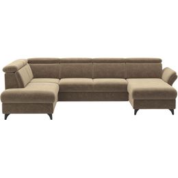 Sit & More Wohnlandschaft SIT & MORE, B:321cm H:84cm T:193cmhellbraun, 100% Polyester, Sofas, "Glendale, U-Form", inkl. Kopfteilverstellung,wahlweise mit