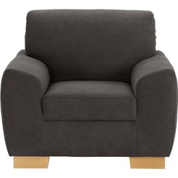 Sessel DOMO collection, B:102cm H:81cm T:89cm, braun, Wohnzimmer, Sessel, "Incanto, kubische Formensprache, komfortabel, flache Armlehnen"