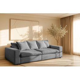 Big-Sofa Home Affaire, B:260cm H:83cm T:120cm, grau, 100% PES, Sofas, "Venslev", Lounge-Sofa, mit extra tiefer Sitzfläche und losen Kissen