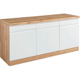 Unterschrank KOCHSTATION, B:180cm H:86cm T:60cm, wei&szlig;, Holzwerkstoff, K&uuml;che, Schr&auml;nke, "KS-Bruneck", >>Bruneck<< 180 cm breit, f&uuml;r viel Stauraum,