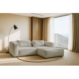 Ecksofa Home Affaire, B:228cm H:73cm T:166cm, beige, 94% PES 6% NY, Wohnzimmer, Sofas, "Tvinnet", Breite 228 cm, extra tiefe Sitzfläche, kubisches