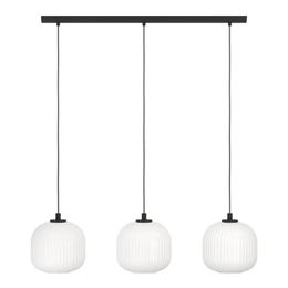 Eglo Hängeleuchte "MANTUNALLE Pendellampe, Stahl, Glas, IP20, E27, Esstischlampe, Lampe", 3, H: 110cm, 1 Stk., schwarz-weiß, Esszimmer, Leuchten,