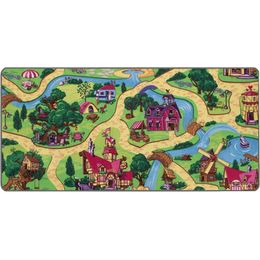 Kinderteppich, B:95cm H:6,5mm L:200cm, bunt, PRIMAFLOR-IDEEN IN TEXTIL, Polyamid, Teppiche, "Spielteppich CANDY TOWN", Kurzflor,