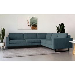 Ecksofa Home Affaire, B:290cm H:85cm T:250cm, blau, 92% Polyester, 8% Nylon, Wohnzimmer, Sofas, "Pinto, XXL, 250/290 cm, langer Schenkel, Ottomane",