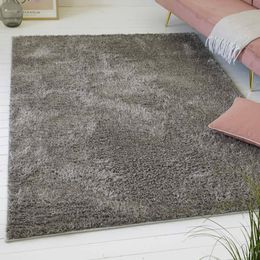 Hochflor-Teppich OTTO HOME, B:200cm H:30mm L:200cm, grau, Polypropylen, Teppiche, "Nickolas", Langflor, Shaggy, weicher Hochflor, uni farben, mit