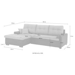Ecksofa Home Affaire, B:247cm H:75cm T:150cm, grau, 100% Polyester Luxus-Microfaser/Struktur;100% Polyester PRIMABELLE/Webstoff;100% Polyester