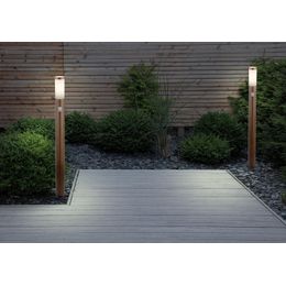 Globo LIGHTING Au&szlig;en-Stehlampe "BOSTON", 1 Stk., braun, Leuchten, Au&szlig;enlampe/holzoptik/IP44/Terrasse/Sensor/&oslash;: 127mm