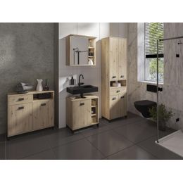 Hochschrank ByLiving, B:54cm H:193cm T:31cm, braun, FSC-zertifizierter Holzwerkstoff, Badezimmer, Schr&auml;nke, "Wellness", Badezimmer Hochschrank mit 4