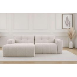 Ecksofa OTTO HOME, B:221cm H:73cm T:154cmbeige, 100% polyester, Wohnzimmer, Sofas, "Tapley", Breite 221 cm,Boucle, Struktur fein, mit Knopfsteppung,