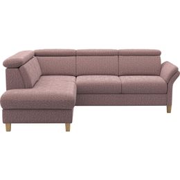 Ecksofa OTTO HOME, B:247cm H:84cm T:193cmaubergine, 100% Polyester, Wohnzimmer, Sofas, "Glendale, L-Form", inkl. Kopfteilverstellung, wahlweise mit