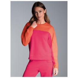 TRIGEMA Damen Sweatshirt "TRIGEMA Sweatshirt in zweifarbigem Design", orange, Basic, Gr. XS, 50% Baumwolle, 50% Polyester, Sweatshirts